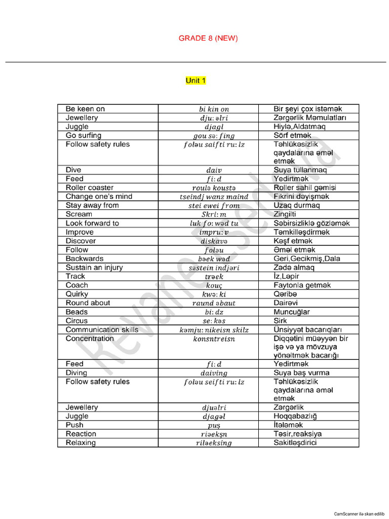 GRADE 8 (NEW) .By Revane Esedova at - Kopyası | PDF