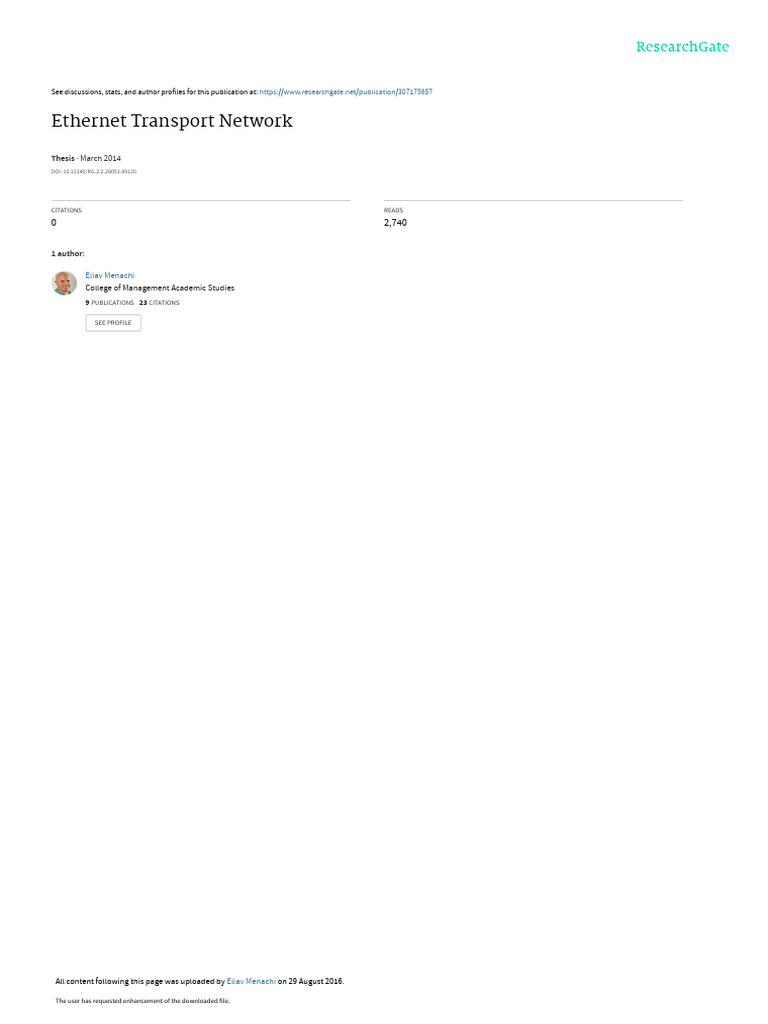 EthernetTransportNetwork-PhDthesisfinal | PDF | Computer Network | Ethernet