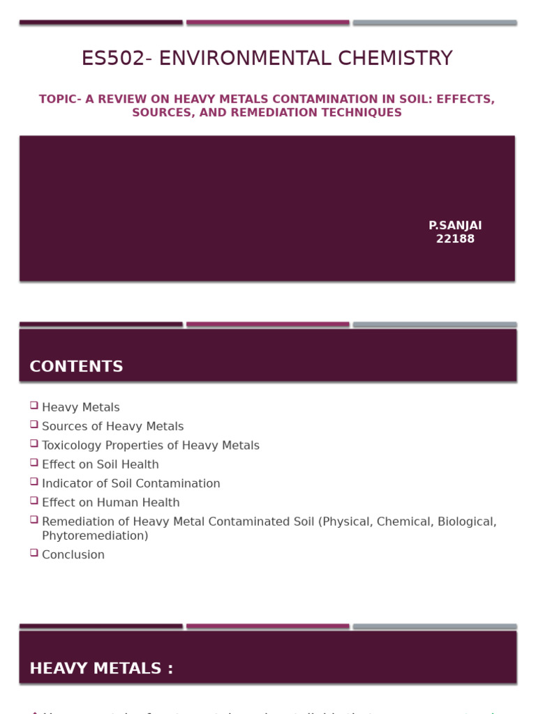 Heavy Metals in Soil: Sources & Remediation | PDF | Environmental ...