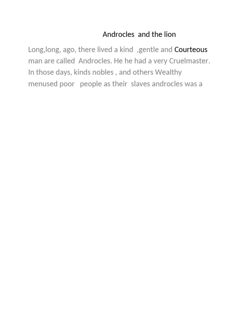 Androcles and His Cruel Master | PDF