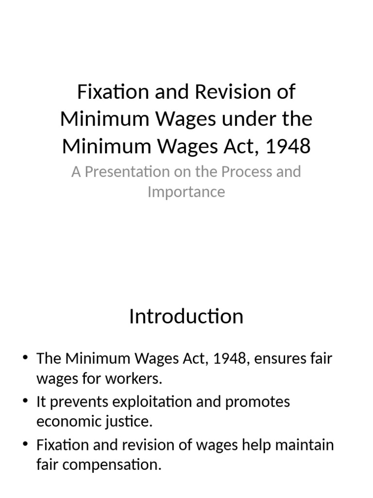 Minimum Wages Act: Fixation & Revision Process | PDF