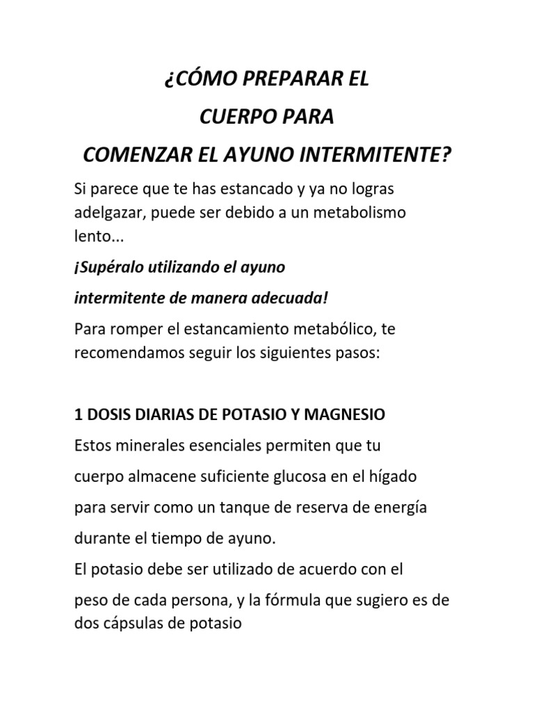 Cómo Preparar El Cuerpo para El Ayuno Intermitente | PDF | Alimentos ...