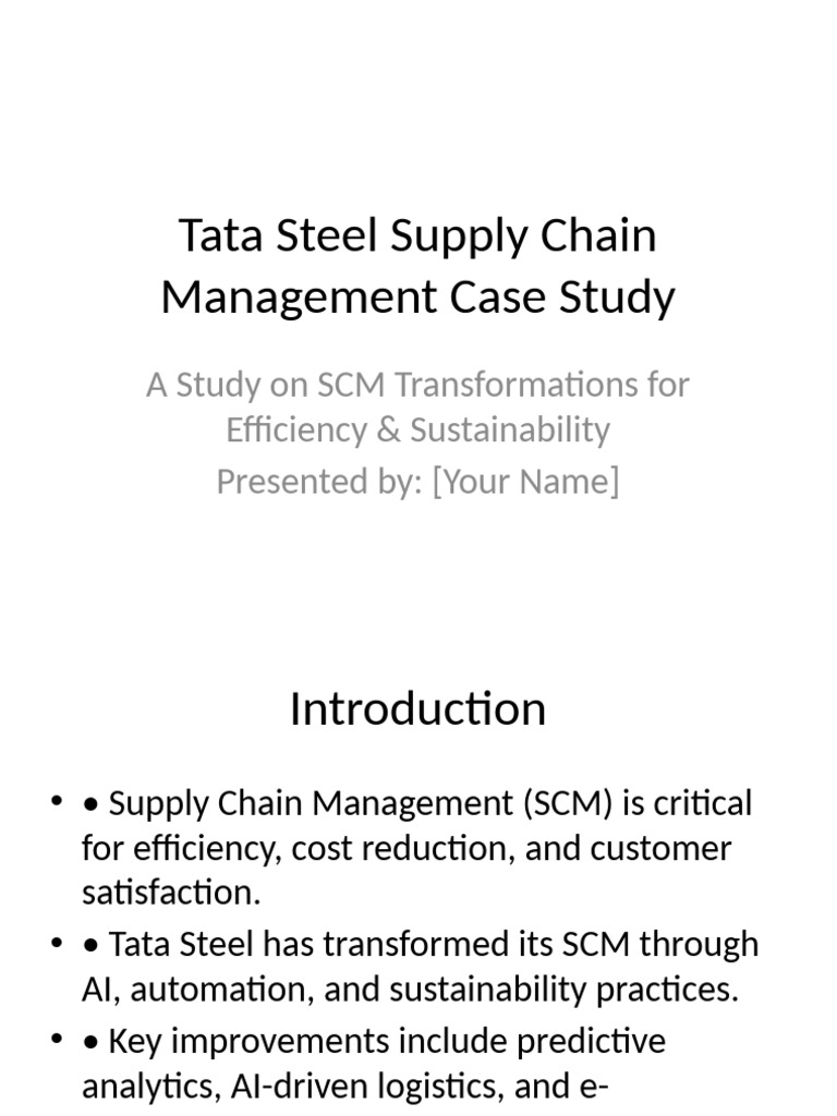 Tata Steel SCM Transformation Case Study | PDF | Supply Chain ...