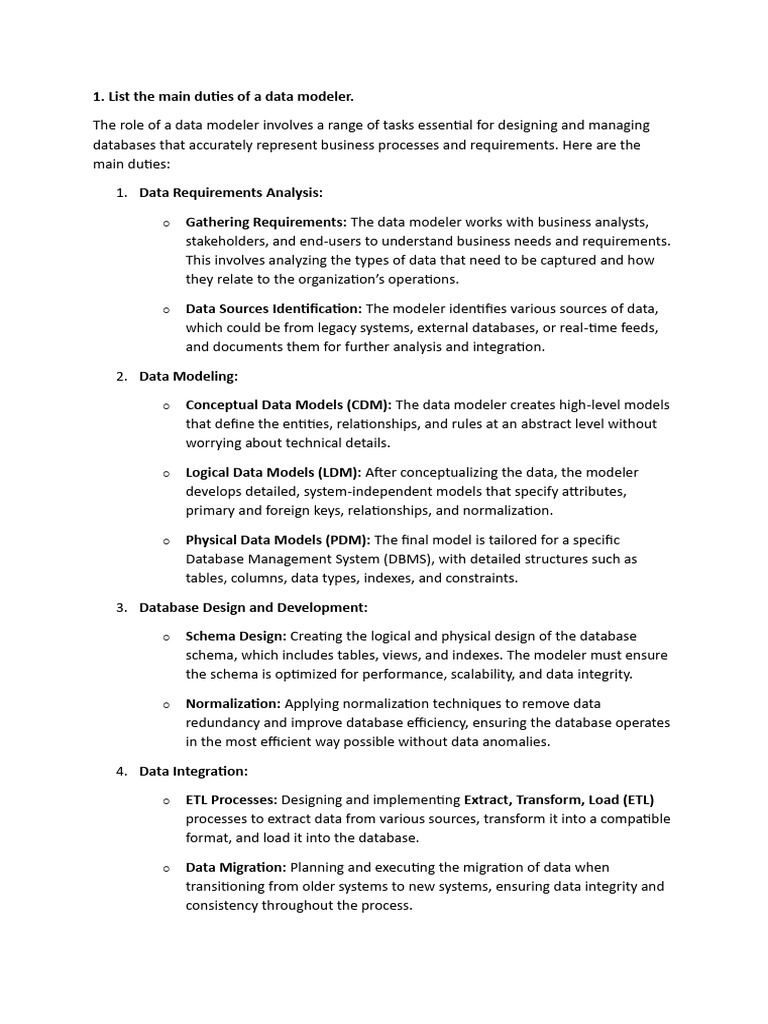 Data Modeler Duties & Responsibilities | PDF | Databases | Data Model