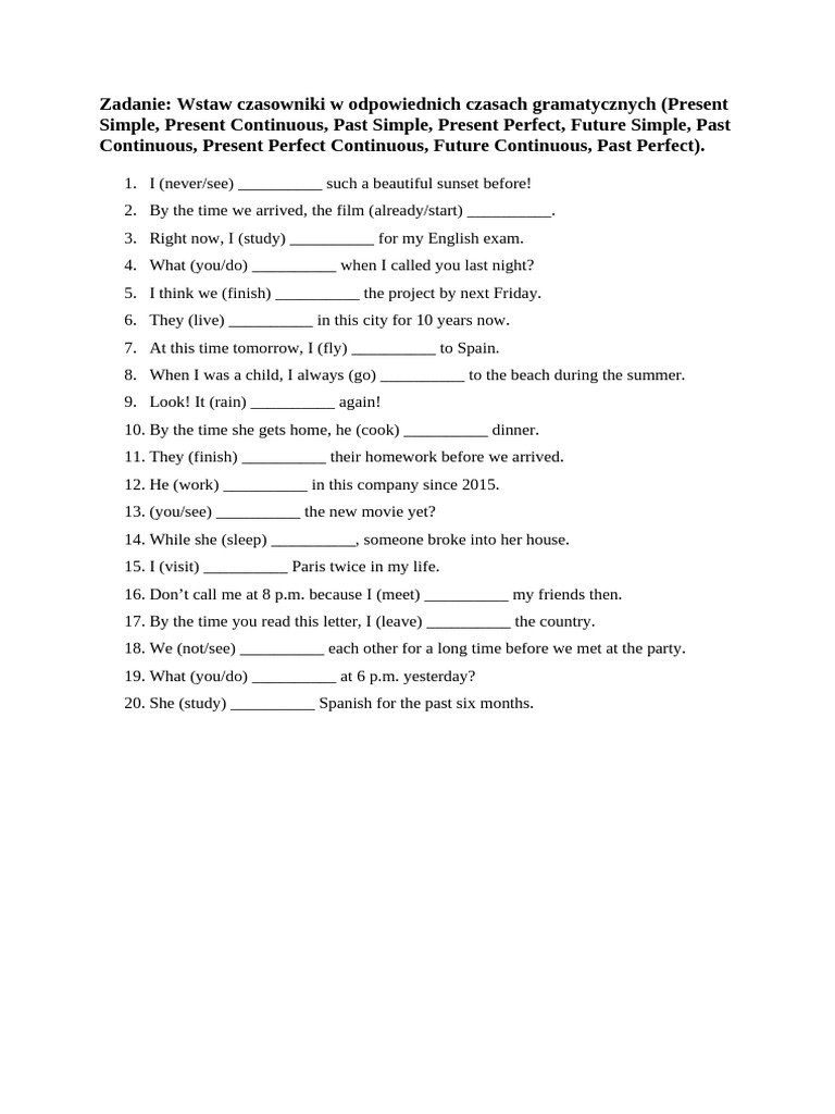 Polish Grammar Exercise | PDF