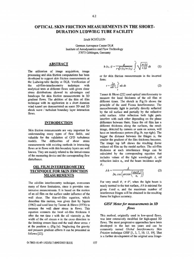 Optical Skin Friction Measurement Techniques | PDF | Boundary Layer ...