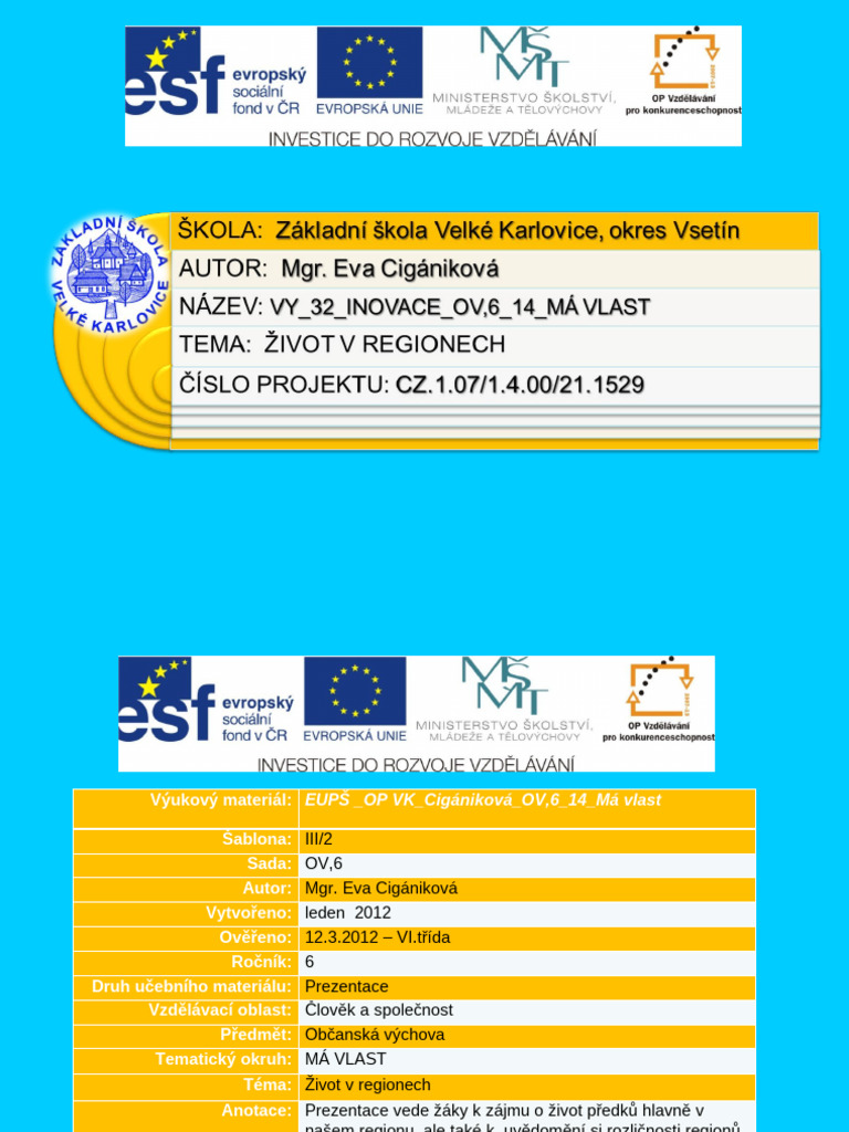 Vy 32 Inovace Ov 6 14 Zivot V Regionech | PDF