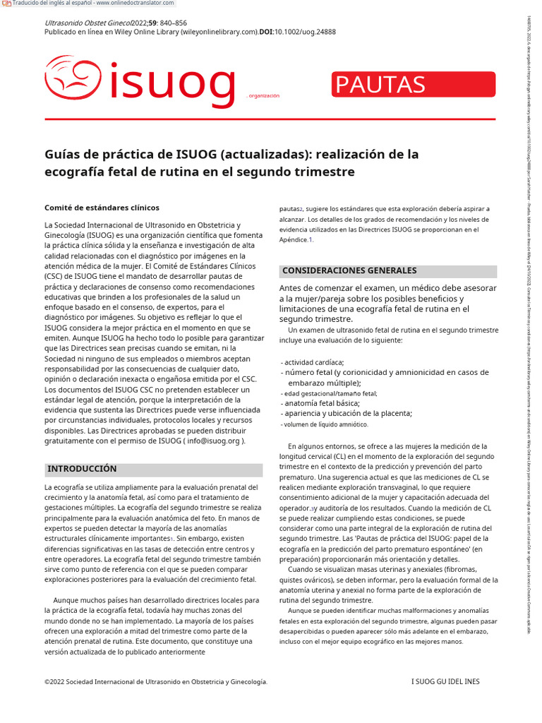 ISUOG Practice Guidelines Routine Mid Trimester Fetal Ultrasound - Pdf ...