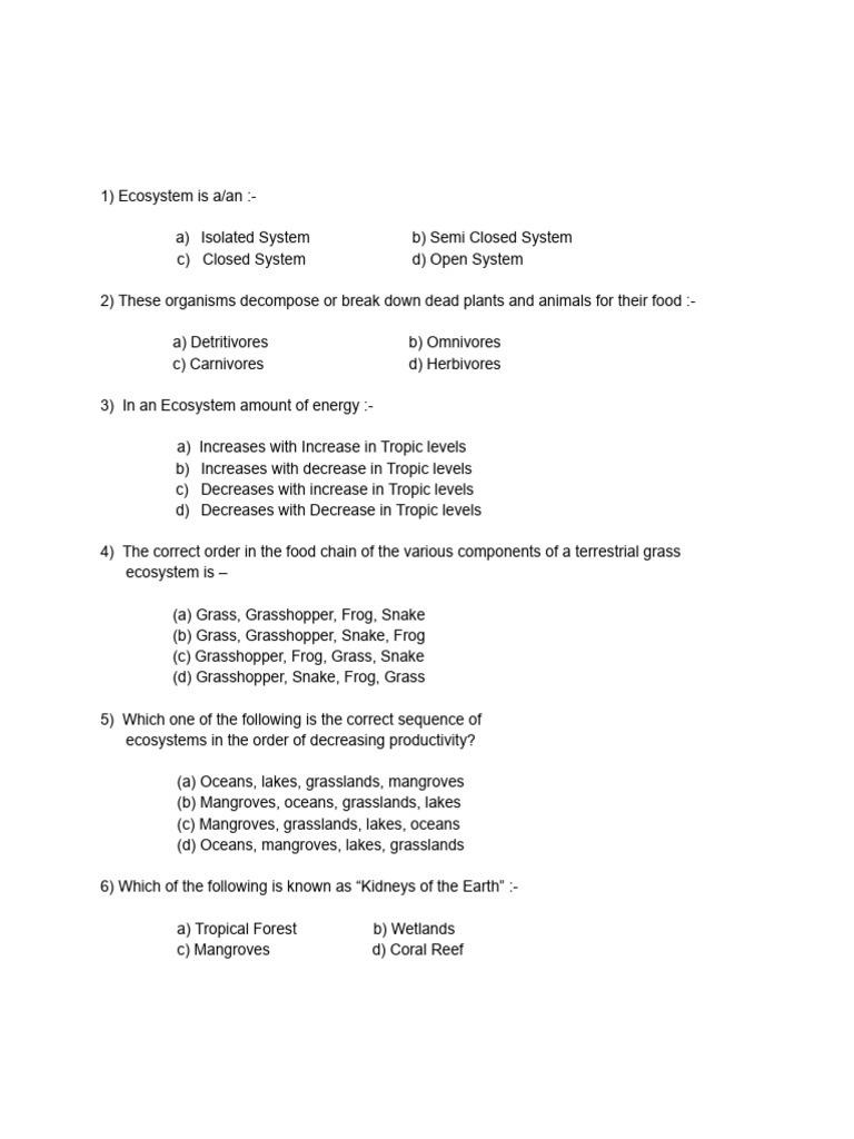 Environment Test | PDF | Climate Change | Ecosystem