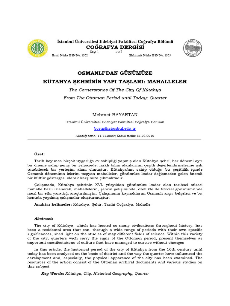 Osmanli'dan G - N - M - Ze K - Tahya - Ehr - N - N Yapi Ta - Lari - Mahalleler (#264414 ...