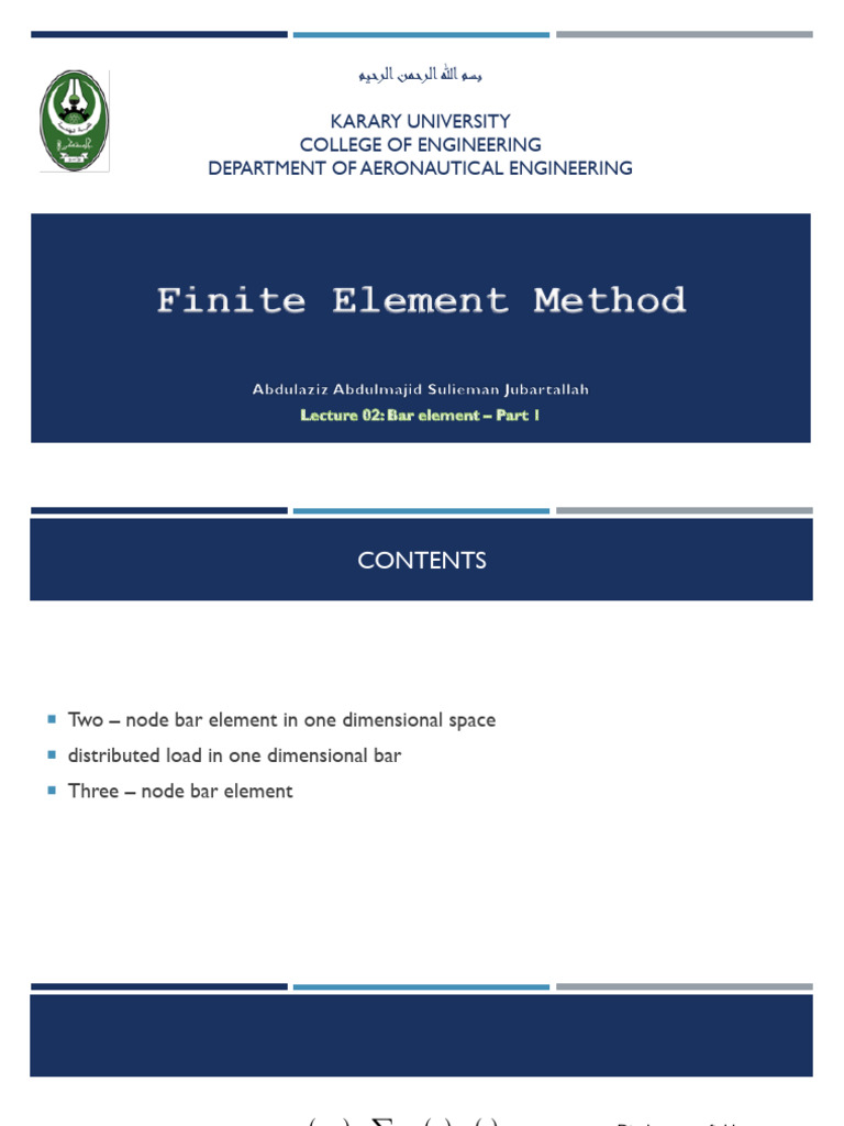 FEM - L02 - Bar Element - Part 1 | PDF | Matrix (Mathematics) | Linear ...