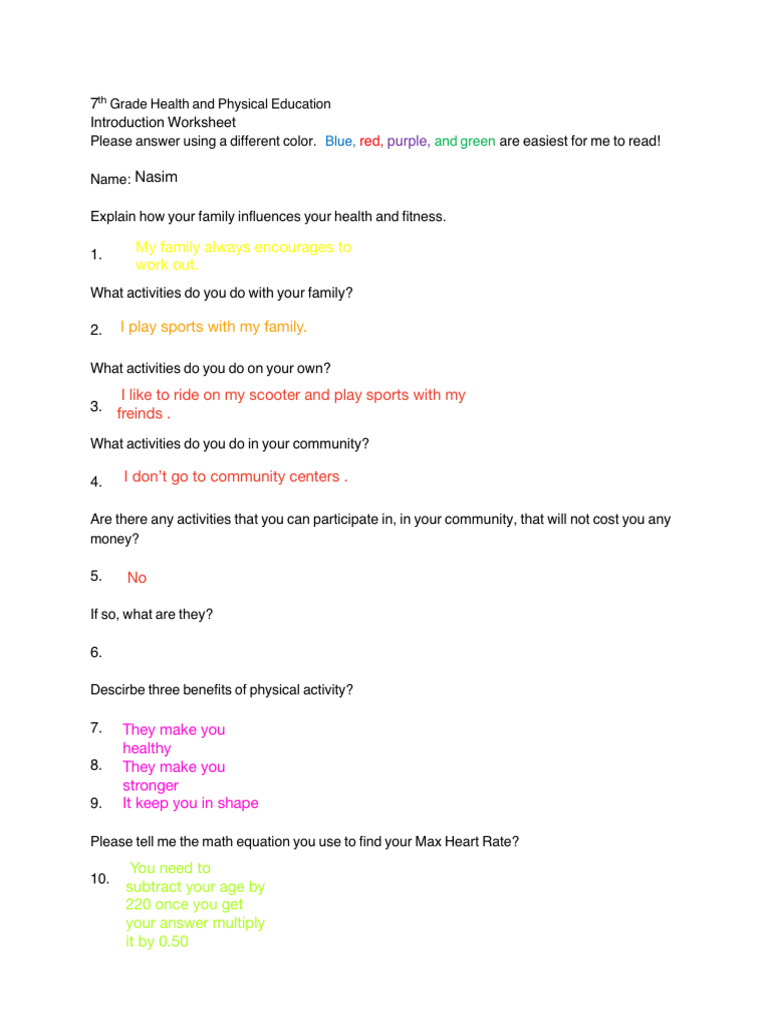 7th Grade Health and Physical Education | PDF