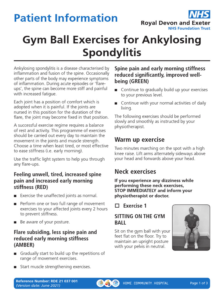 Patient Information Leaflet Gym Ball Exercises For Ankylosing ...