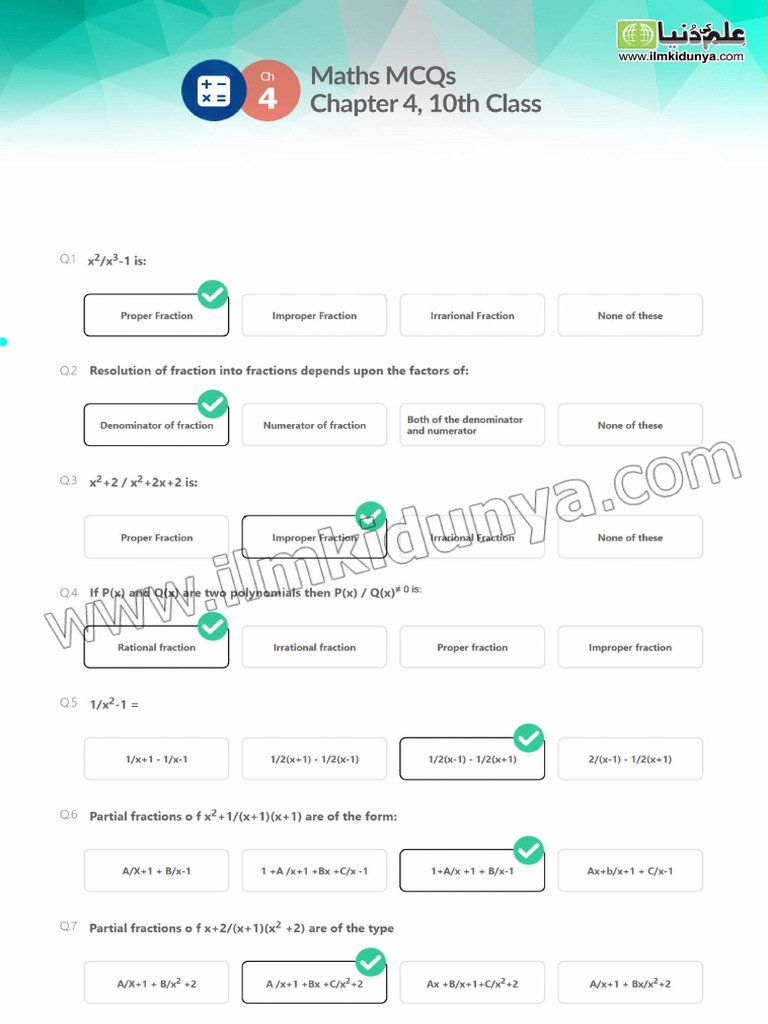 10th Class English Medium Math Chapter 4 | PDF