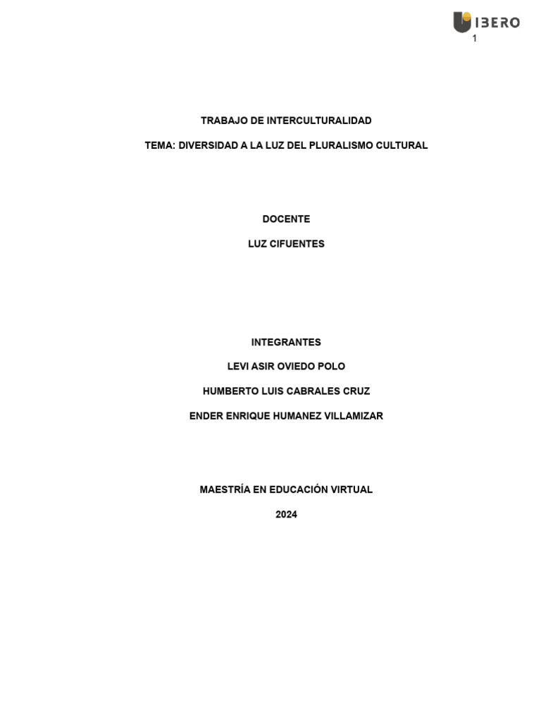 Diversidad y Pluralismo Cultural en Educación | PDF | Multiculturalismo ...