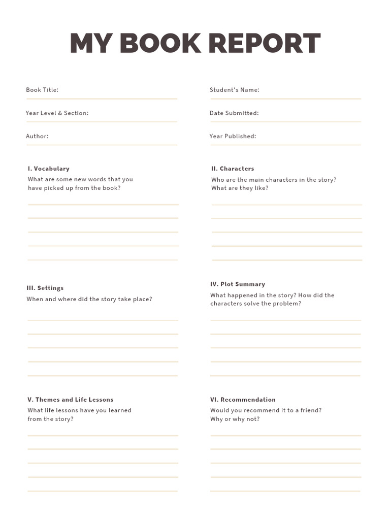 Student Book Report Guide | PDF