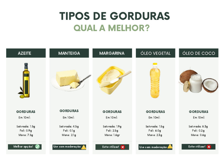 TIPOS DE GORDURAS - QUAL A MELHOR | PDF