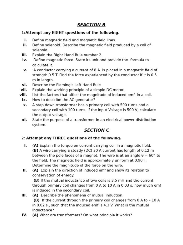 Class 10 Phys Pap Chap 15 Sect B and C | PDF
