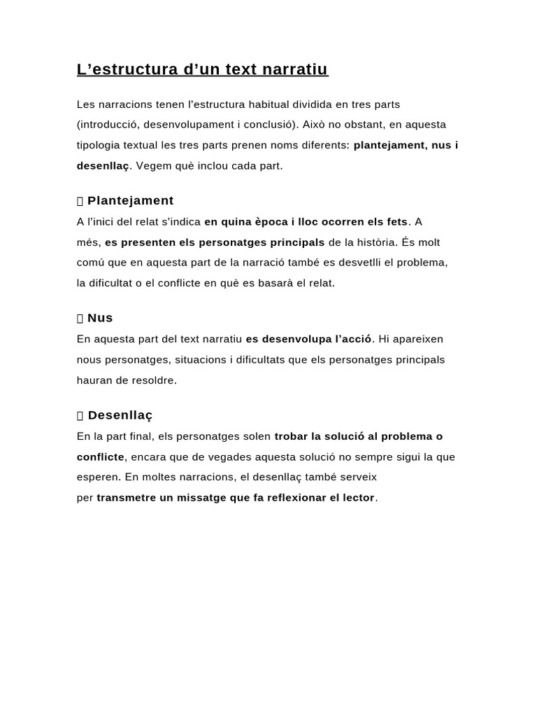 estructura d'un text narratiu | PDF