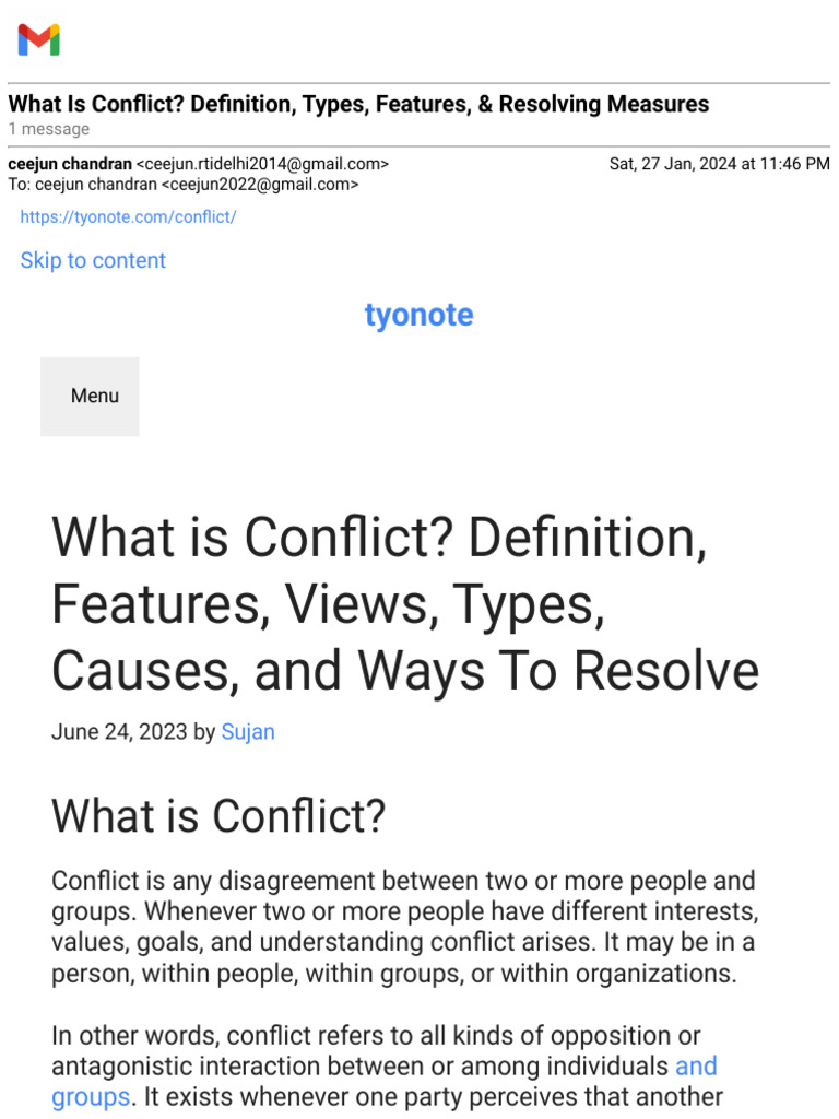 Gmail - What Is Conflict - Definition, Types, Features, & Resolving ...
