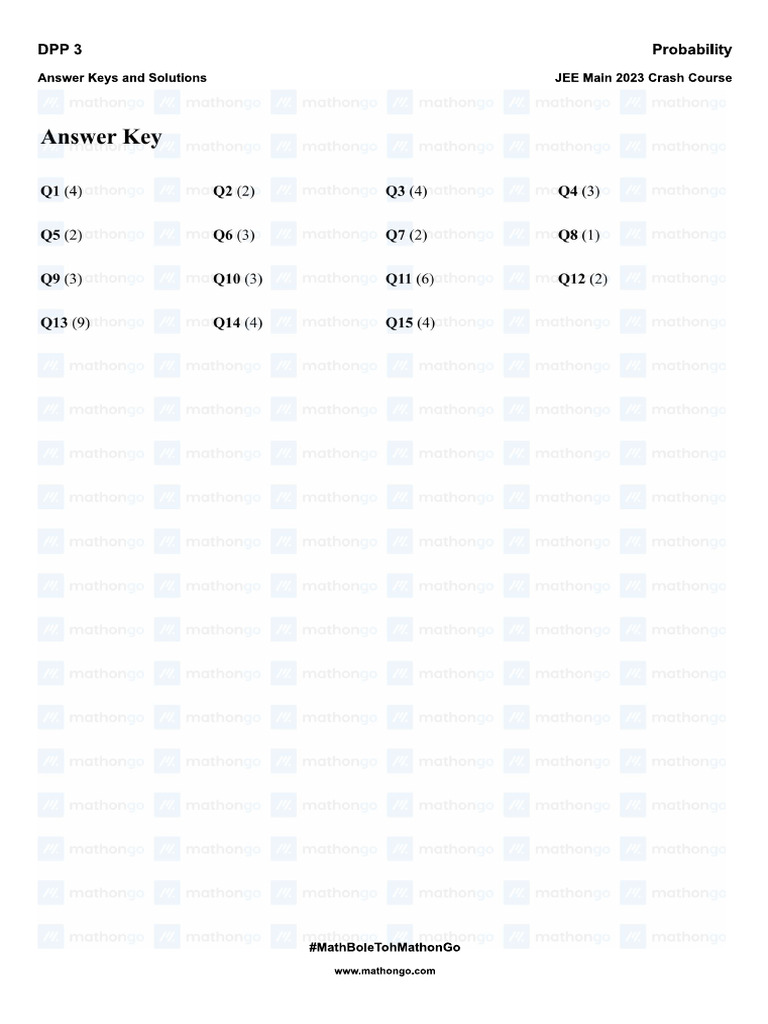 Probability DPP 3 Solutions | PDF