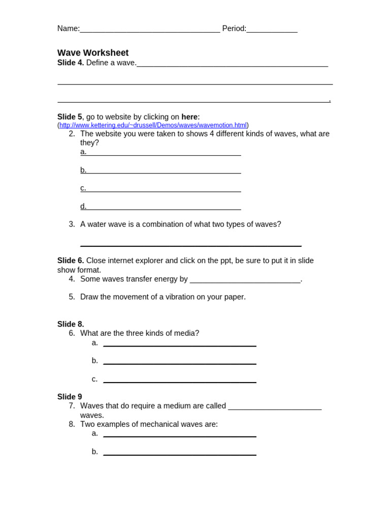 Worksheet Its All About Waves | PDF | Waves | Light