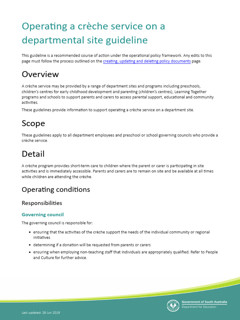 4- operating-creche-guidelines - 7 PAGES | PDF | Child Care ...