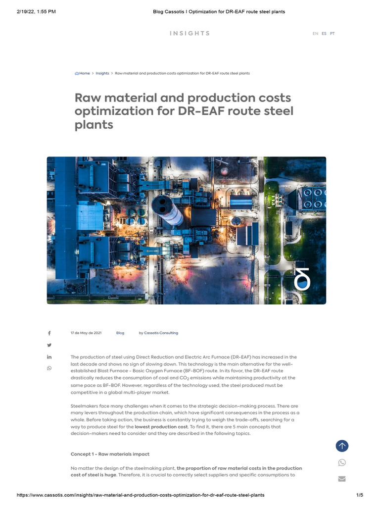 Optimization for DR-EAF route steel plants | PDF | Steelmaking | Steel