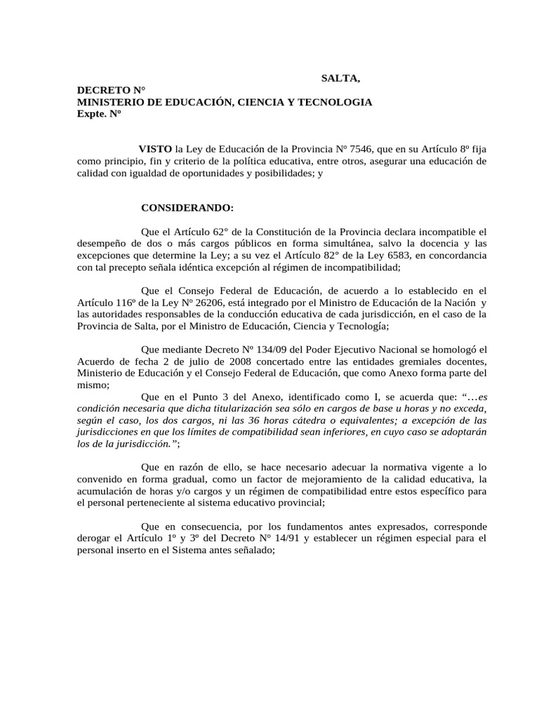 Borrador Proyecto Decreto | PDF | Maestros | Ministerio (Departamento de Gobierno)