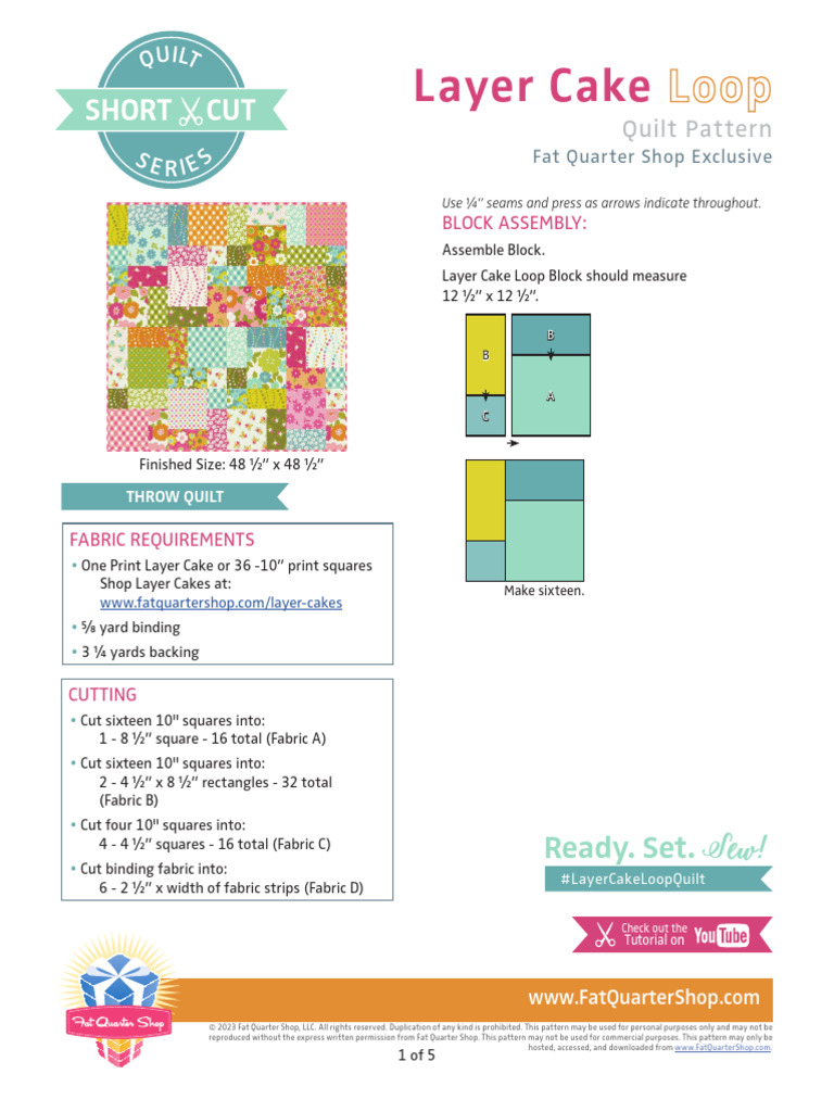 Layercakeloop Patternfinal | PDF | Quilt | Seam (Sewing)