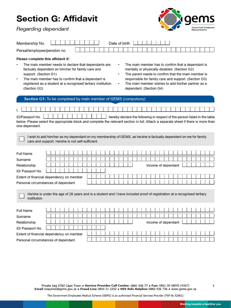 8151 Affidavit G - Regarding Dependant P1 | PDF