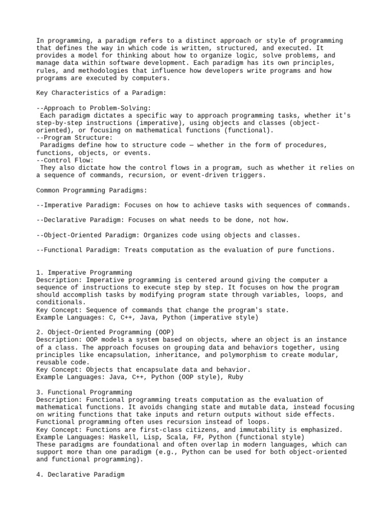 Paradigms in Programming | PDF | Programming Paradigms | Object Oriented Programming