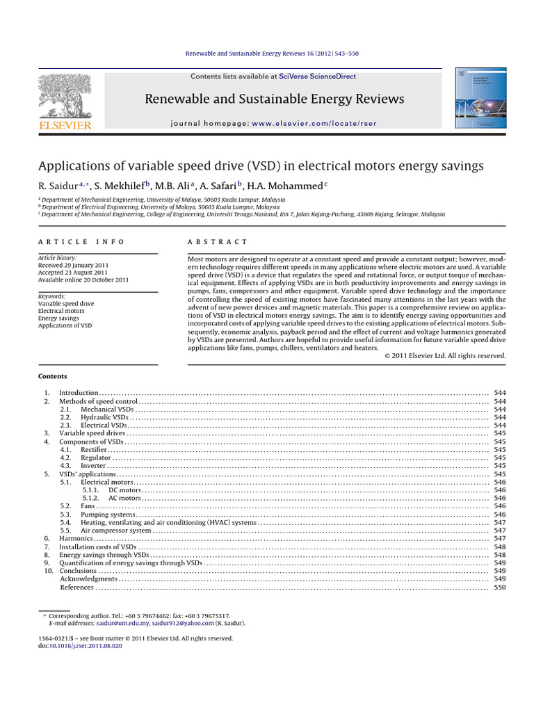 Applications of Variable Speed Drive VSD | PDF | Electric Motor | Rectifier