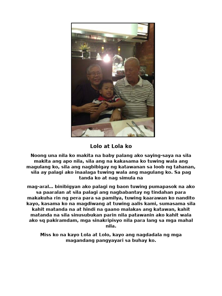 Mga Lolo at Lola Ko | PDF