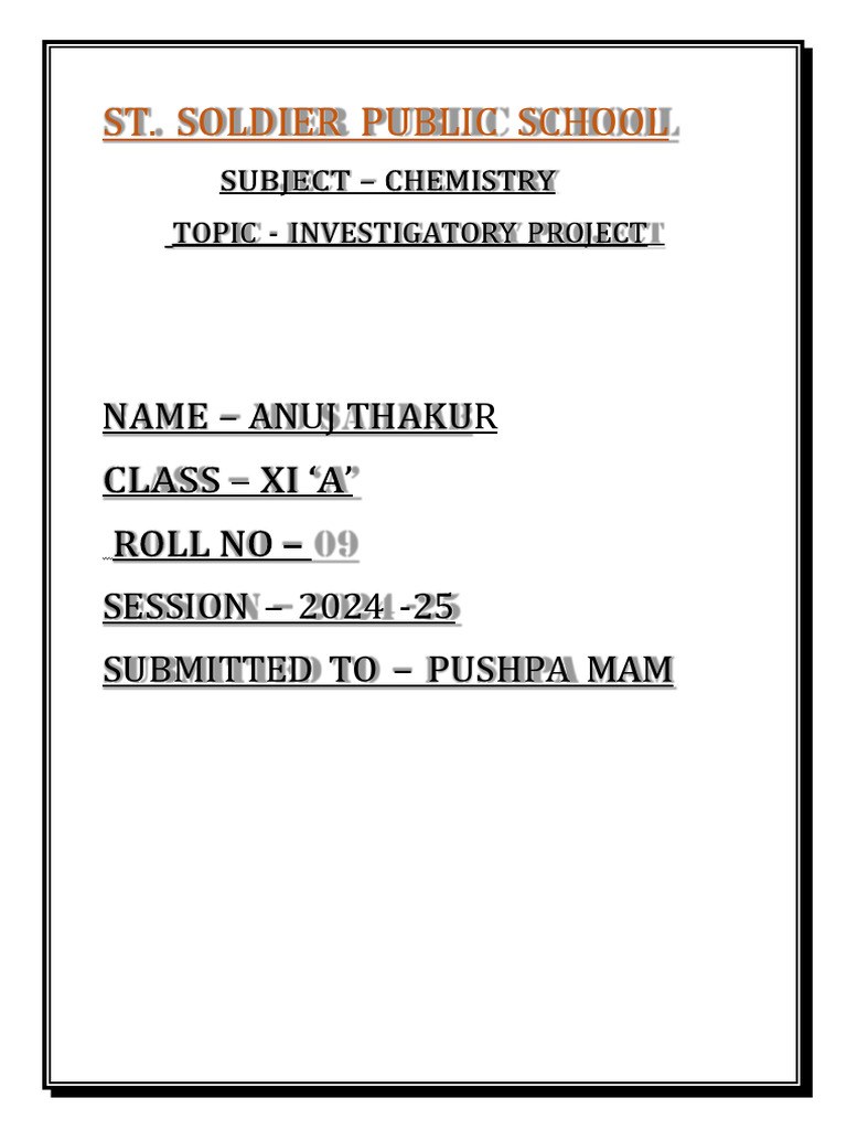 Chemistry Project Acknowledgment | PDF