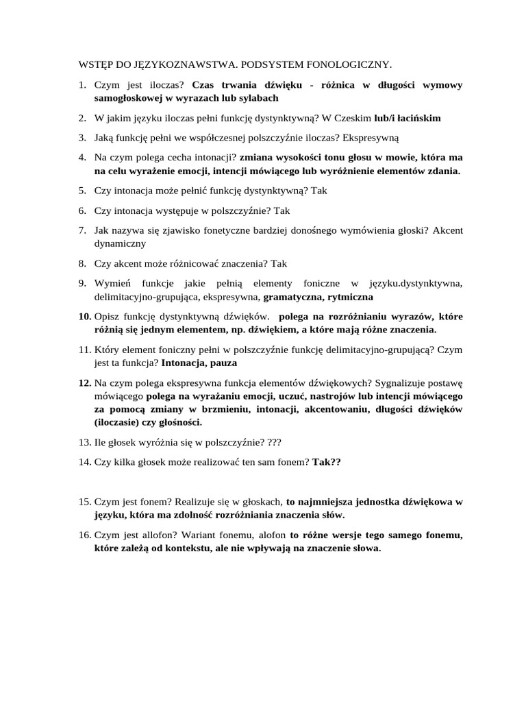 Fonetyka-I-Fonologia Zrobione | PDF