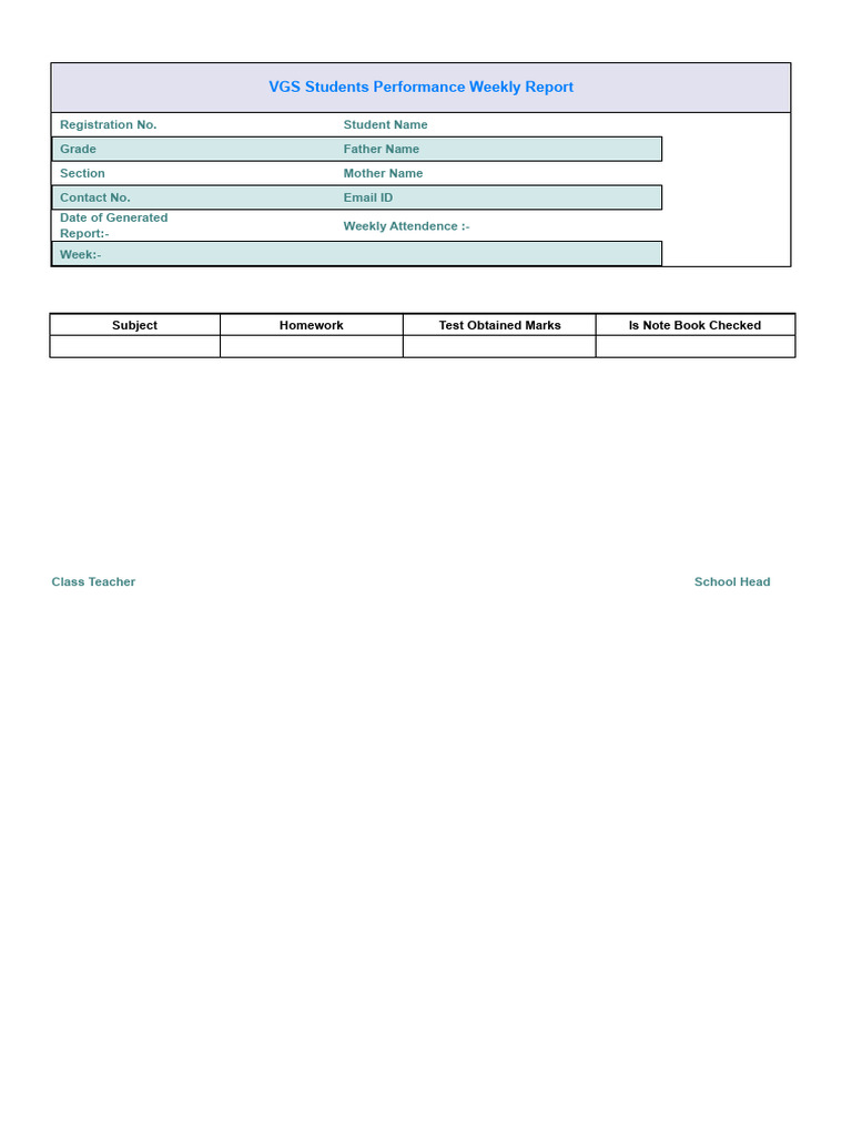 Weekly Student Performance Report | PDF