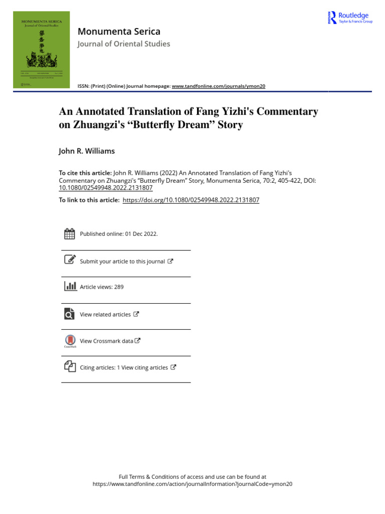 An Annotated Translation of Fang Yizhi S Commentary On Zhuangzi S ...