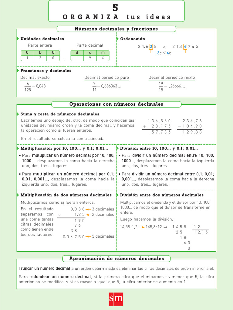 Esquema de Números Decimales | PDF | Lexicología | División (Matemáticas)