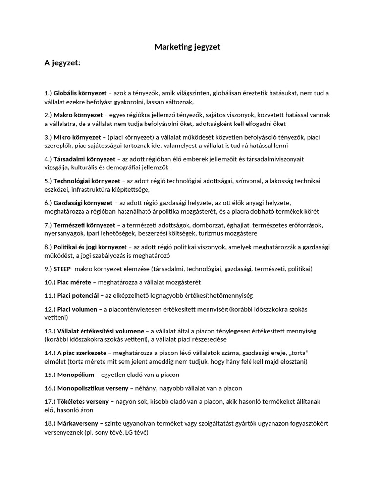 Marketing Jegyzet | PDF