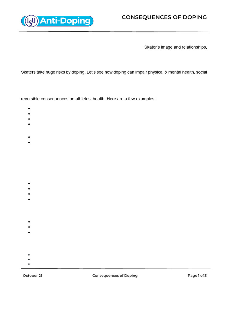 ISU Consequences of Doping 2021 | PDF | Doping In Sport | Diseases And ...