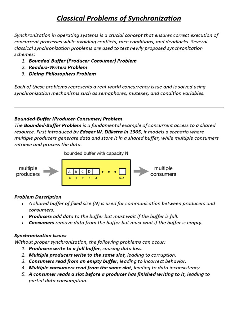 Classical Problems of Synchronization | PDF | Concurrency (Computer Science) | Operating System ...