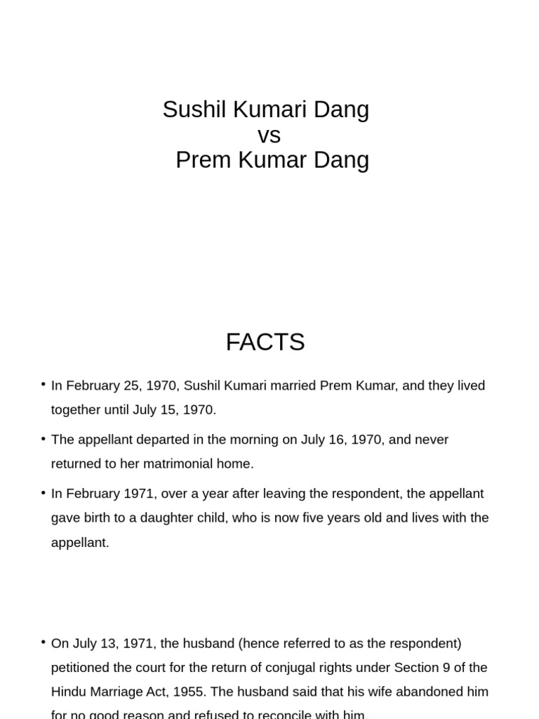 Sushil vs. Prem Kumar: Conjugal Rights Case | PDF | Judgment (Law ...