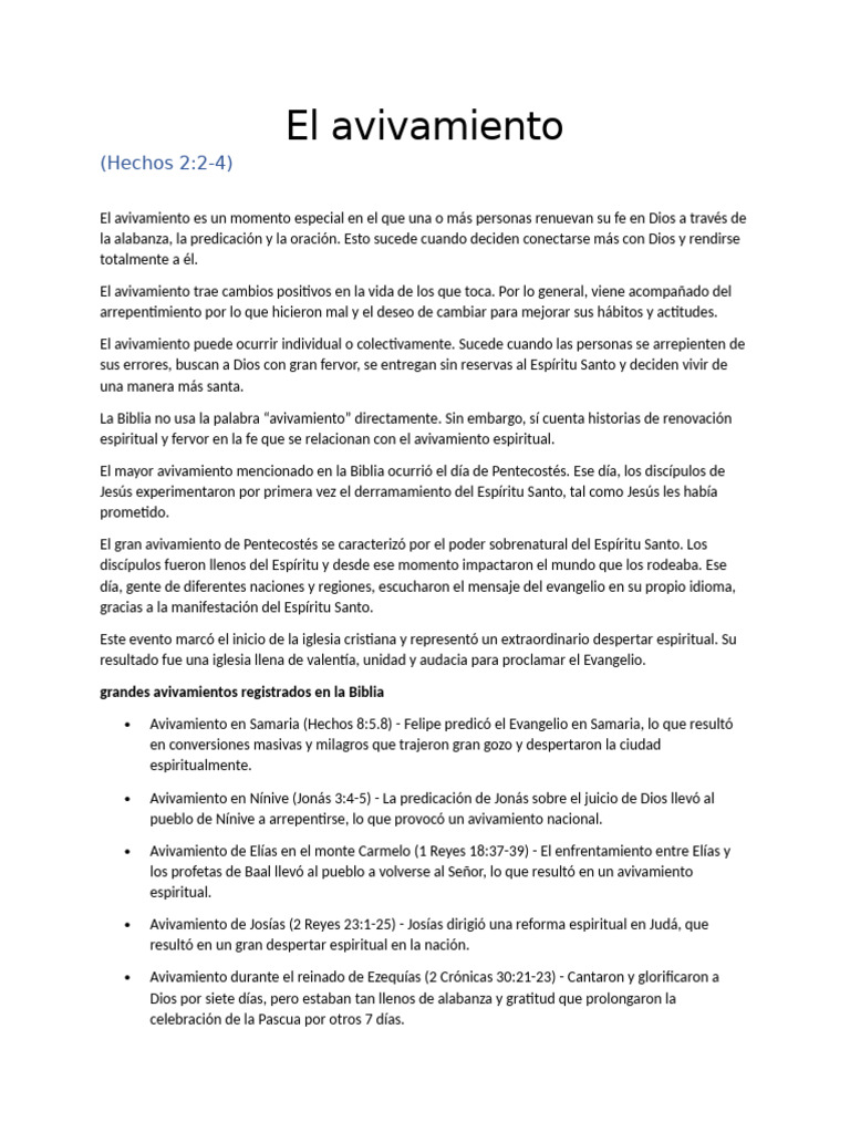 Pasos para un Avivamiento Espiritual | PDF | Renacimiento cristiano ...