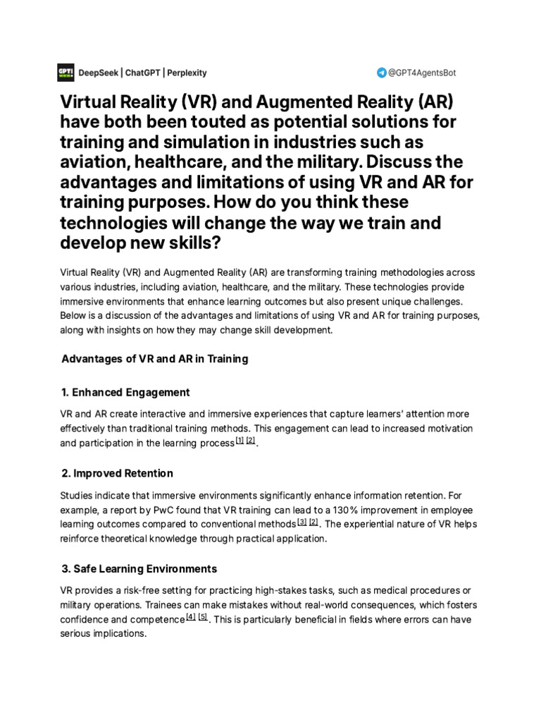Virtual Reality (VR) and Augmented Reality (AR) Ha | PDF | Virtual ...