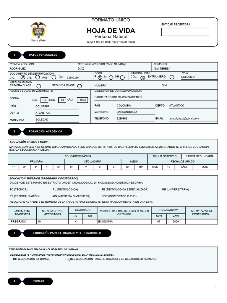 HOJA DE VIDA SIGEP 2025 ENERO - Signed | PDF | Colombia