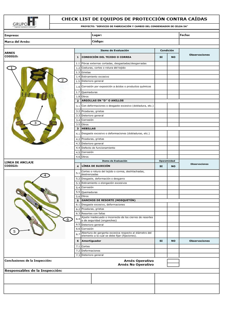 Check List - Arnés de Seguridad | PDF