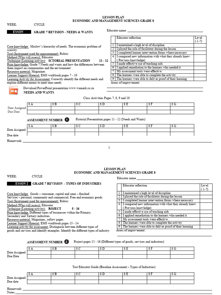 Grade 8 EMS Lesson Plan Overview | PDF | Lesson Plan | Learning