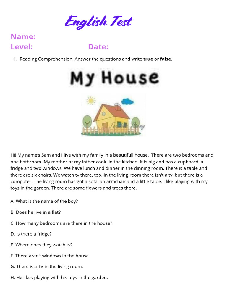 3rd Grade English Test October | PDF