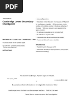 Grade 8 Cambridge Maths Checkpoint Paper | PDF | Arithmetic | Mathematics